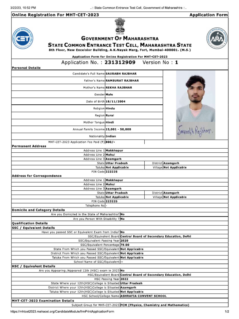 Saurabh MHT Cet | PDF