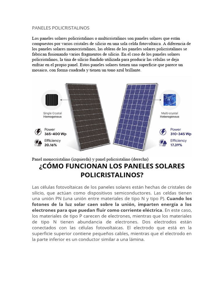 PANELES POLICRISTALINOS (1) | PDF | Panel solar | Energía solar