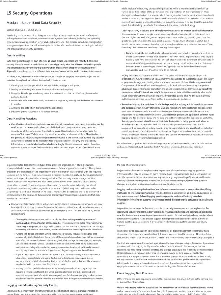 ISC2 CC Domain5 Security Operations | PDF