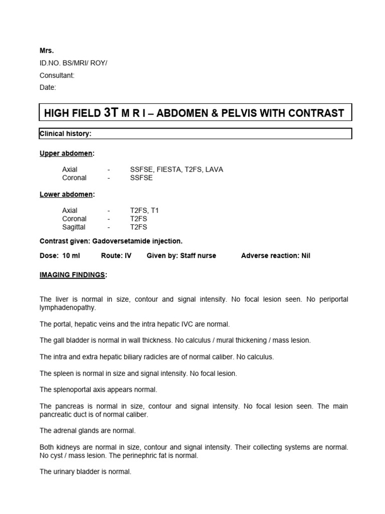 Abdomen Female With Contrast MRCP 1 | PDF | Liver | Pancreas