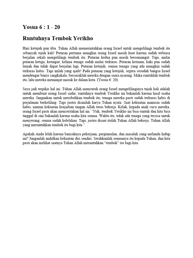 Runtuhnya Tembok Yerikho | PDF