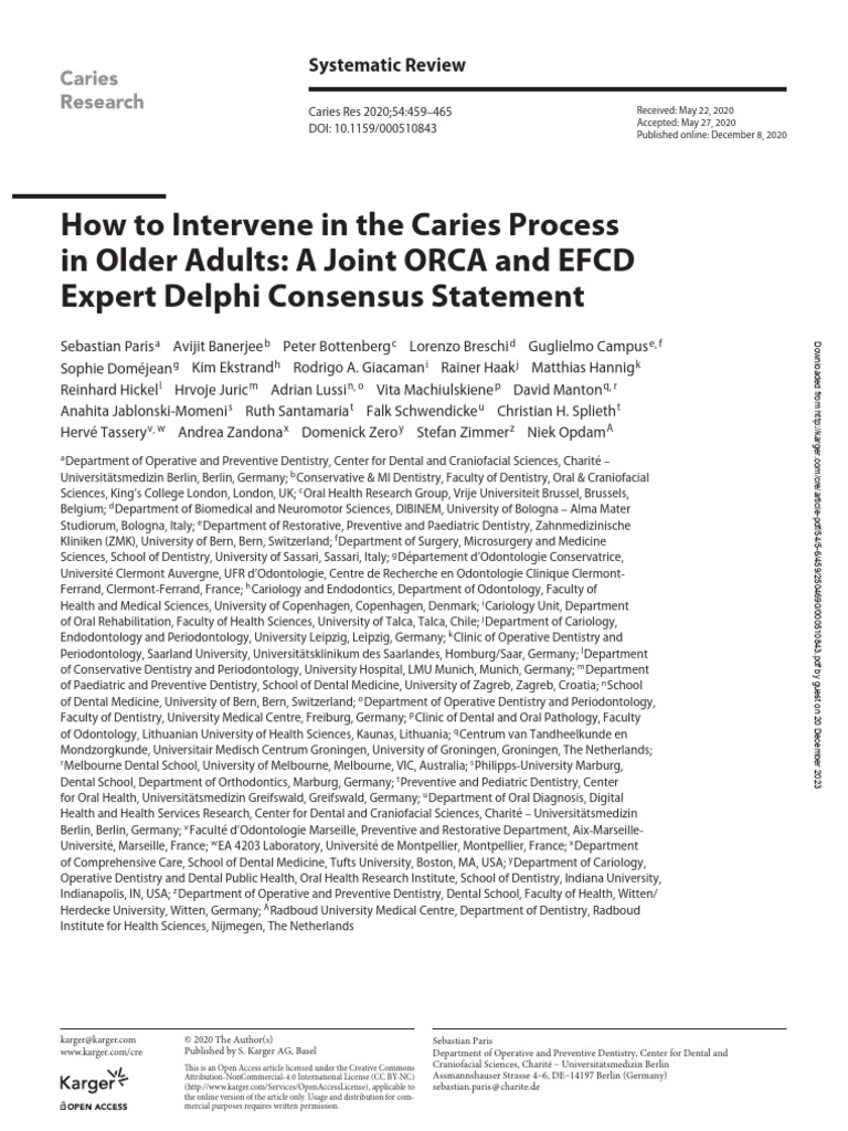 How To Intervene in The Caries Process in Older Adults (CariesRes 2020 ...