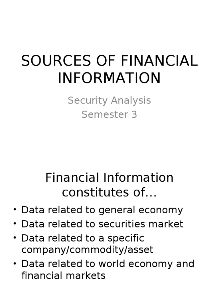 Sa - Sources of Financial Information