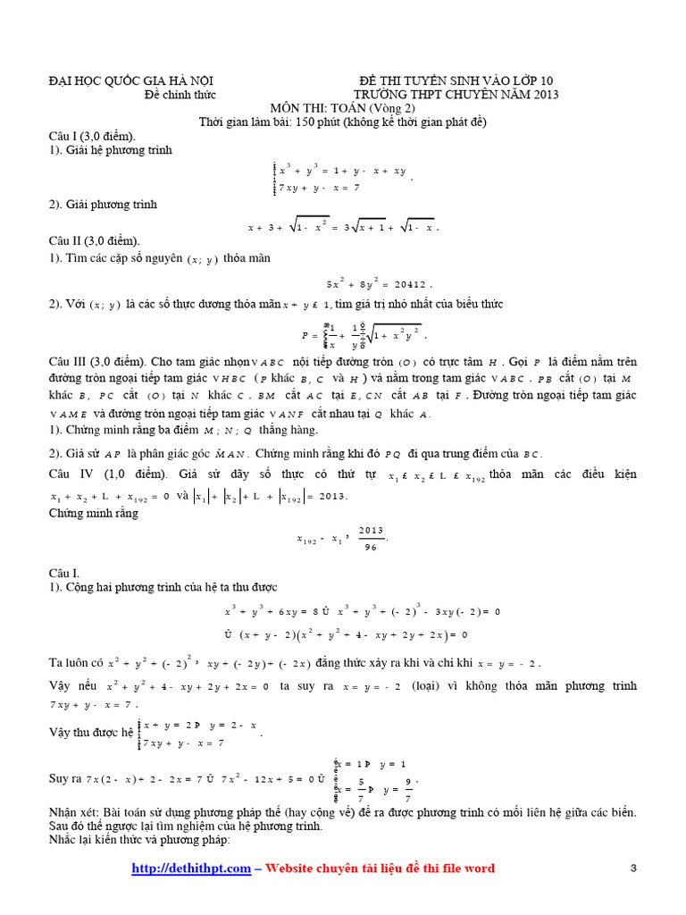Đề Thi Vào 10 Chuyên Toán- KHTN - de 19 | PDF