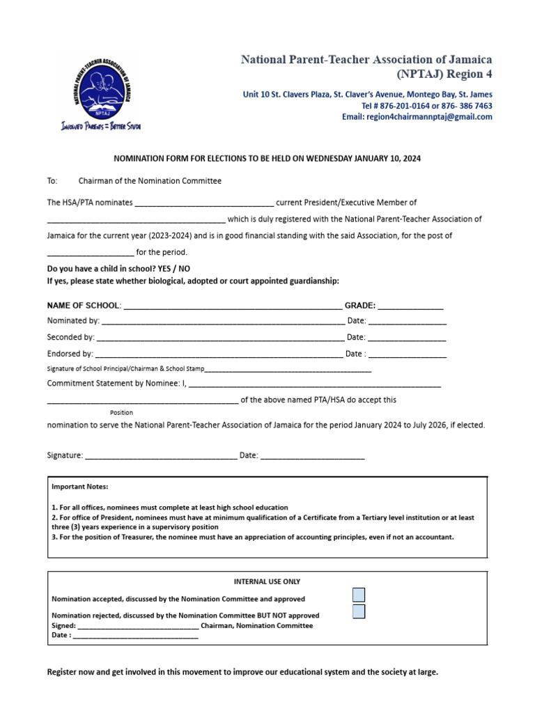 NPTAJ-R4 Nomination Form | PDF
