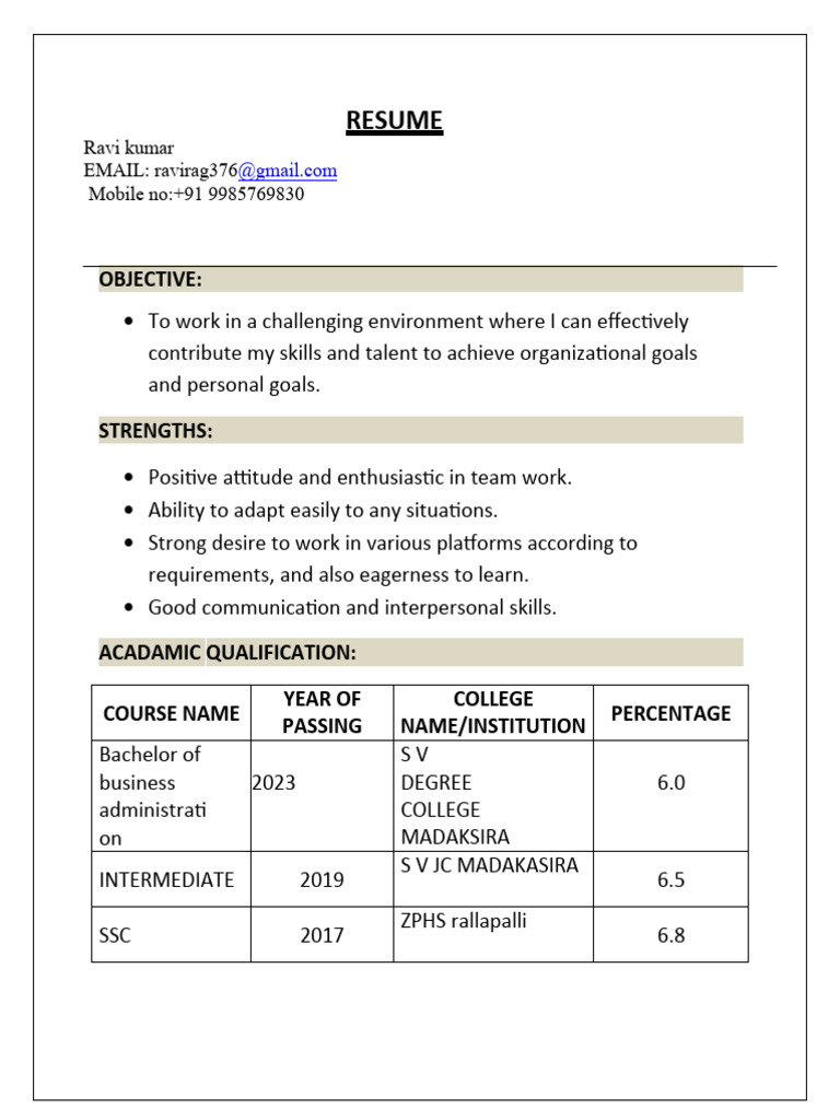 RAVI Resume 2 | PDF