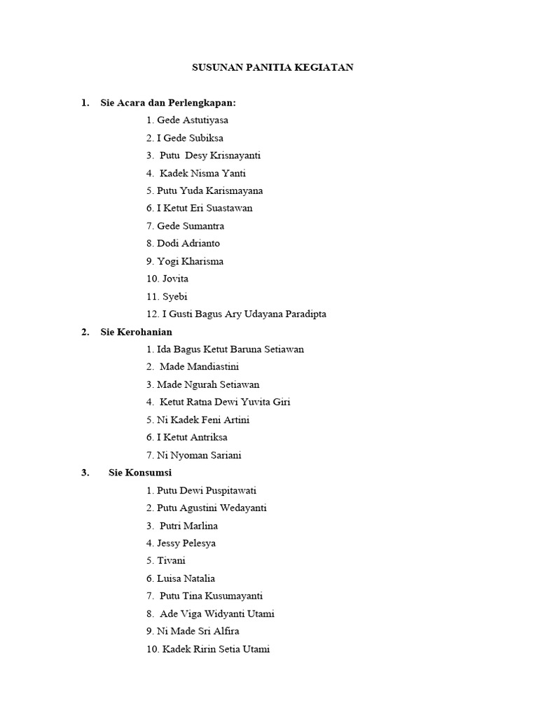 Susunan Panitia Kegiatan | PDF