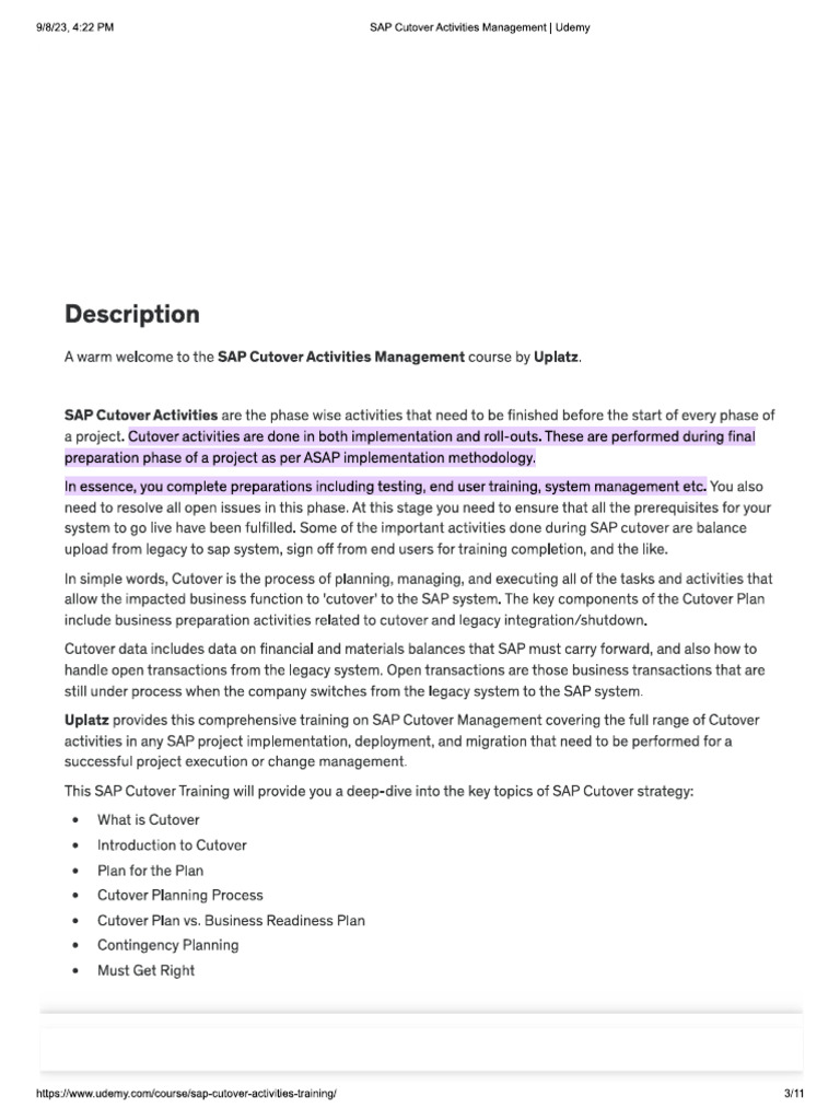 Cutover Activity | PDF