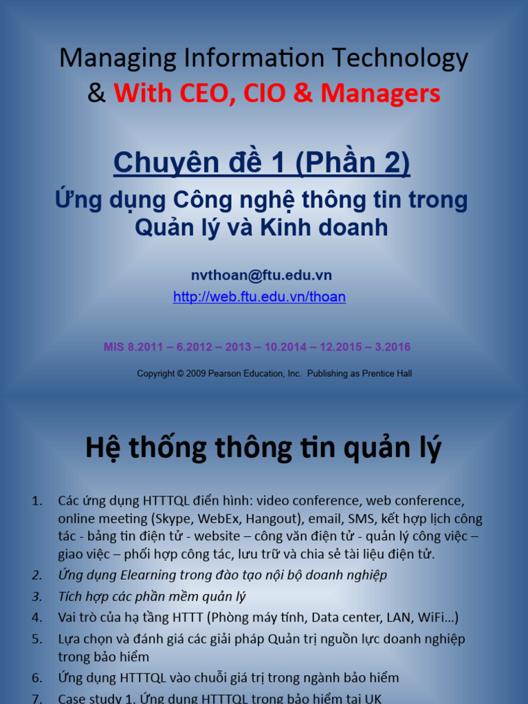 Chuyen de 1 - P2 - Thao Luan Ve Vai Tro Cua Nha Quan Ly - HTTT - TMDT - Bao Viet | PDF