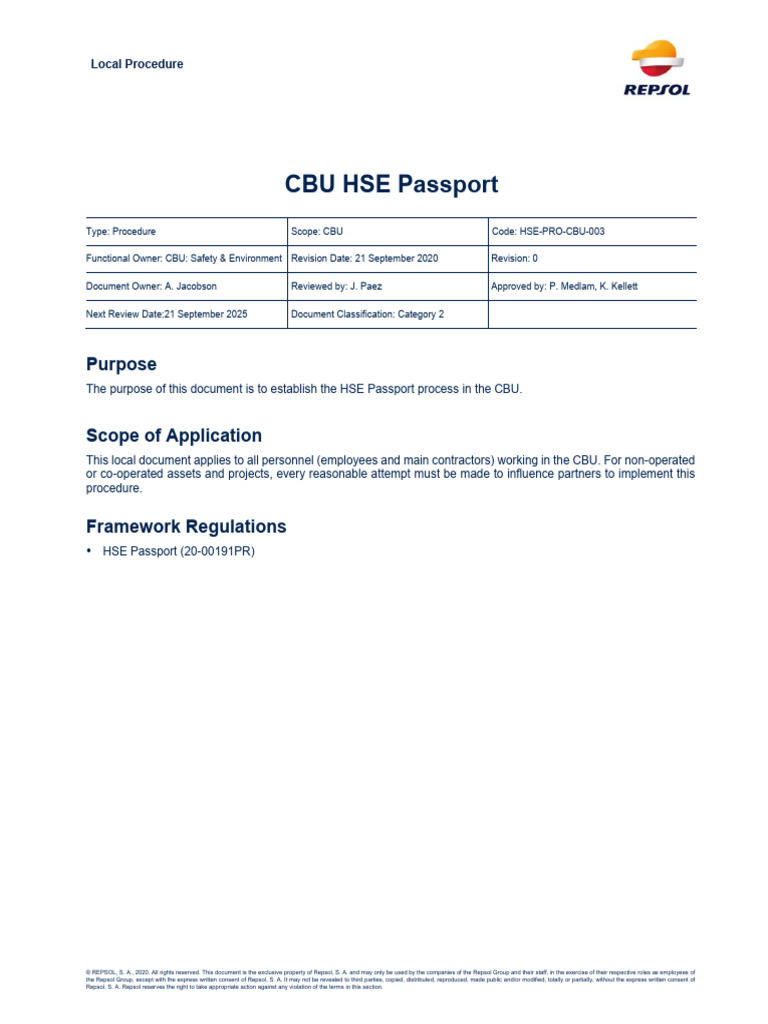 CBU HSE Passport Local Procedure | PDF | Employment | Passport