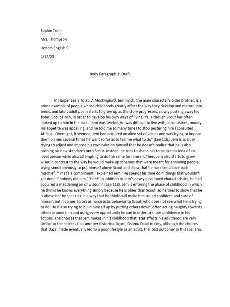 Body Paragraph 1 Draft | PDF