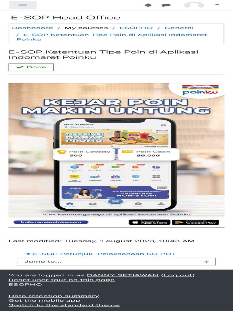 ESOPHO E-SOP Ketentuan Tipe Poin Di Aplikasi Indomaret Poinku | PDF | Technology & Engineering