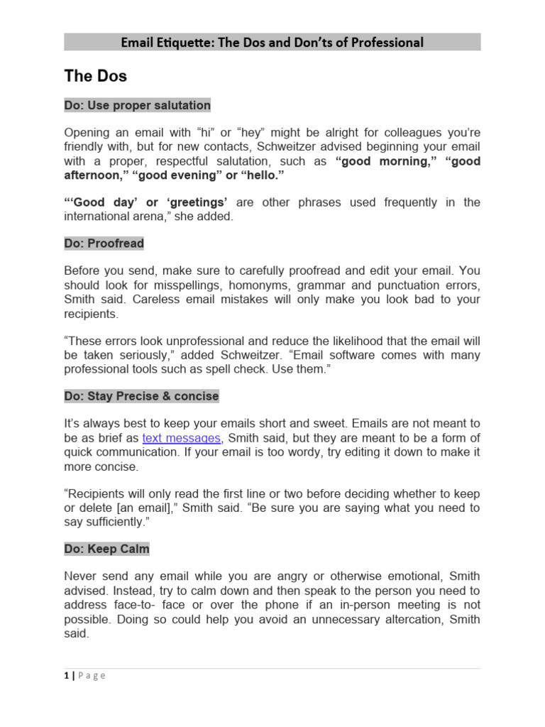 Email Etiquette | PDF | Proofreading | Human Communication