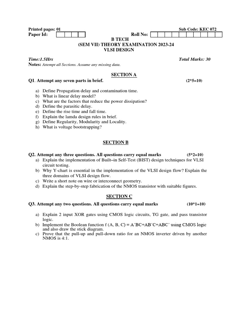 2nd Sessional VLSI Design | PDF