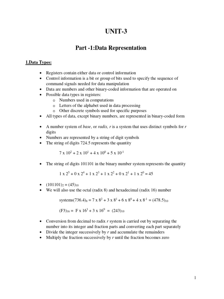 Data Representation & Number Systems | PDF