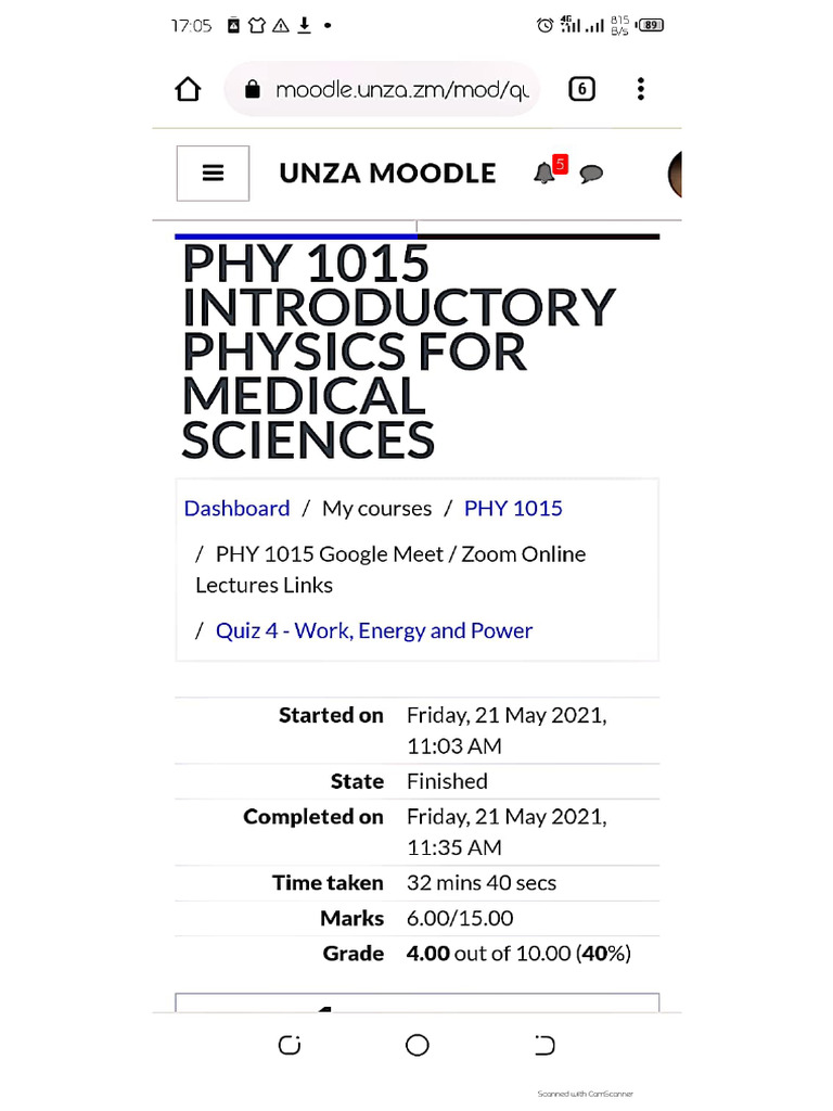 Quiz 4 - Work, Energy and Power | PDF