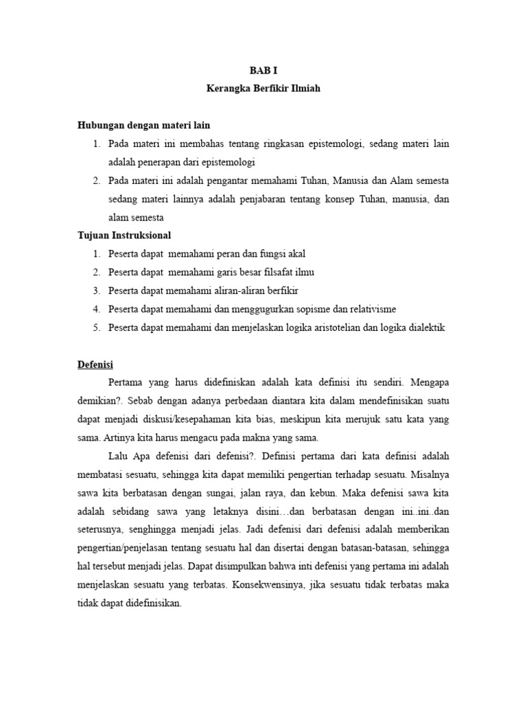 Bab I Kerangka Berfikir Ilmiah | PDF