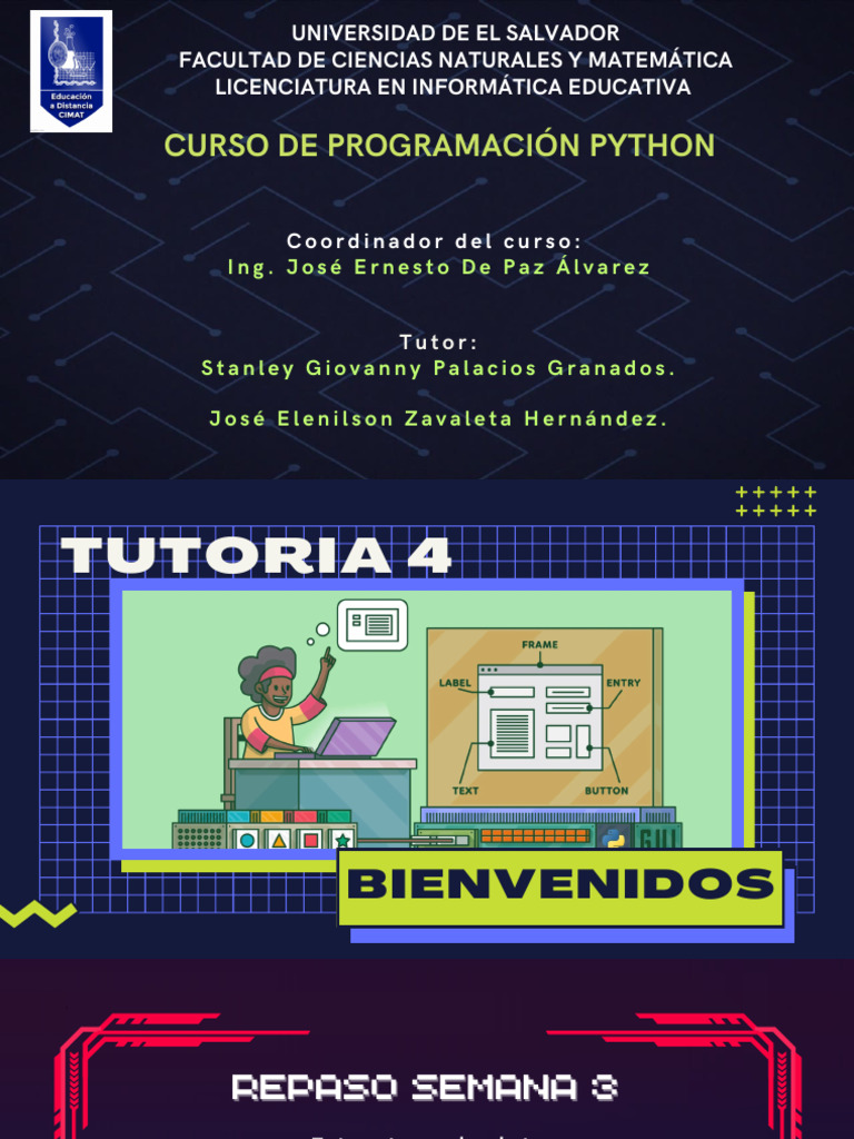 Tutoria 4 - Curso Python | PDF | Python (lenguaje de programación) | Interfaces gráficas de usuario