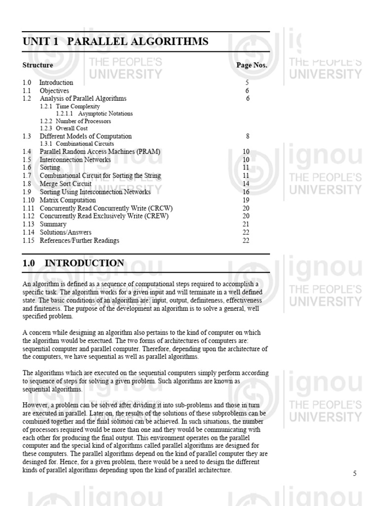 Unit 1 Pdf Time Complexity Parallel Computing