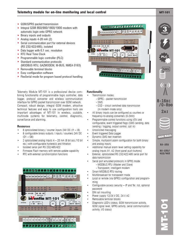 Advanced Telemetry Module MT-101 | PDF | General Packet Radio Service | Programmable Logic ...