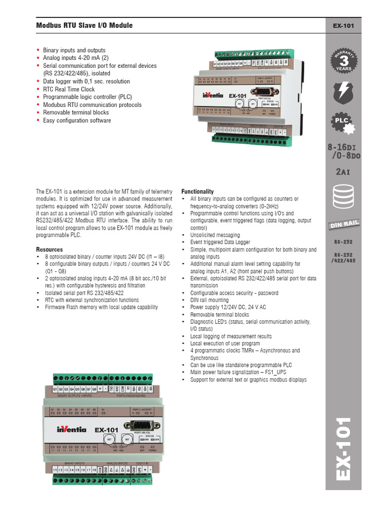 Inventia EX-101 | PDF | Programmable Logic Controller | Power Supply