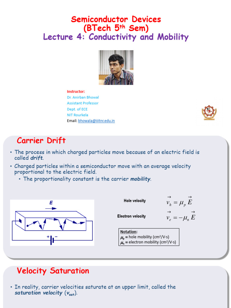 Lecture 4 (Mobility) | PDF | Electrical Resistivity And Conductivity ...