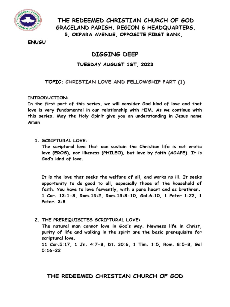 Digging Deep Gor August 2023 | PDF | Forgiveness | Love