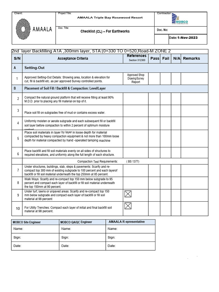 Earthworks Checklist for Engineers | PDF | Natural Materials | Soil Science