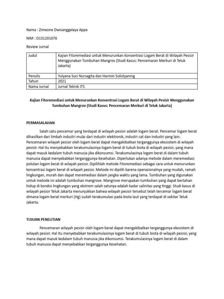 Review Jurnal - Zimeone Dwisanggalaya Appa | PDF | Griya & Taman | Sains & Matematika