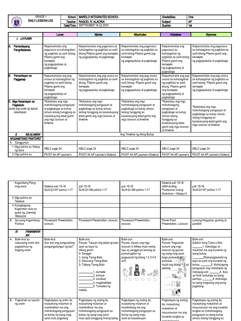 Ap1 DLL Q1 Week 3 | PDF