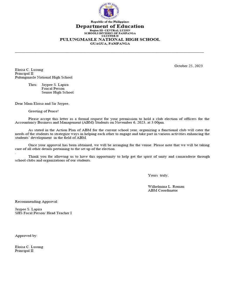 ABM Club Election Request | PDF