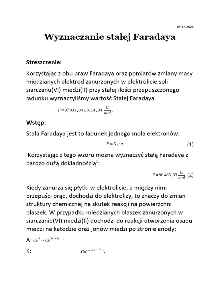 Stała Faraday | PDF