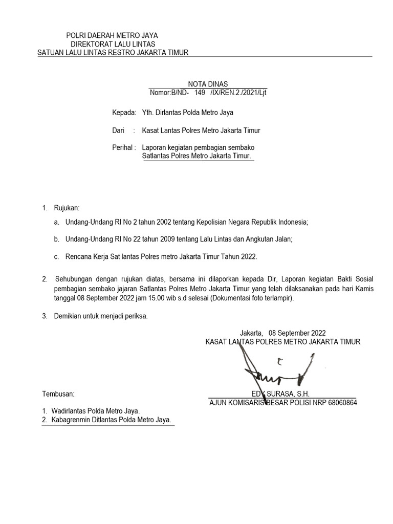 Nota Dinas Sembako | PDF