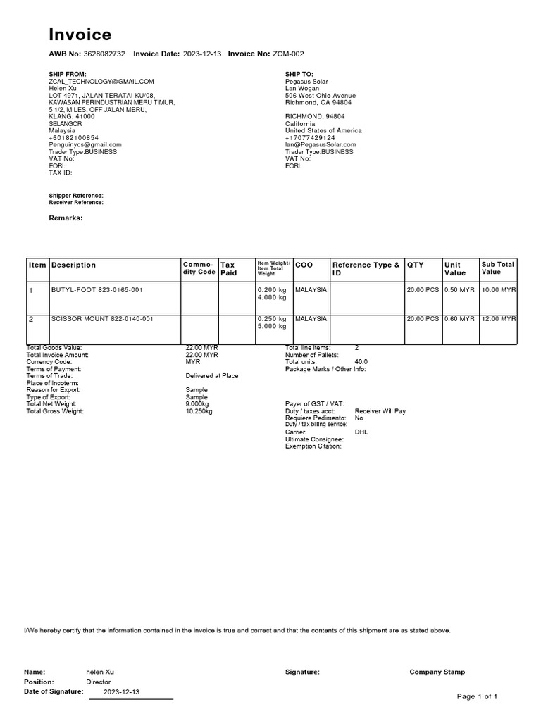CustomInvoice 3628082732 | PDF | Value Added Tax | Invoice