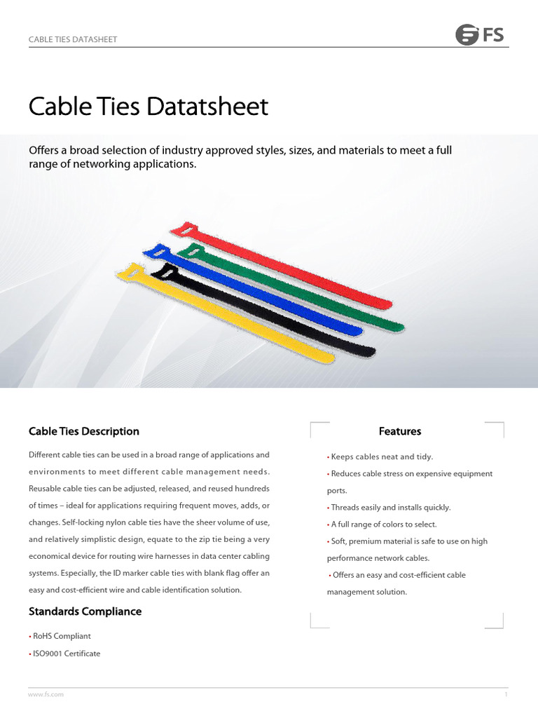 Cable Ties Datasheet | PDF | Building Engineering | Electrical Engineering