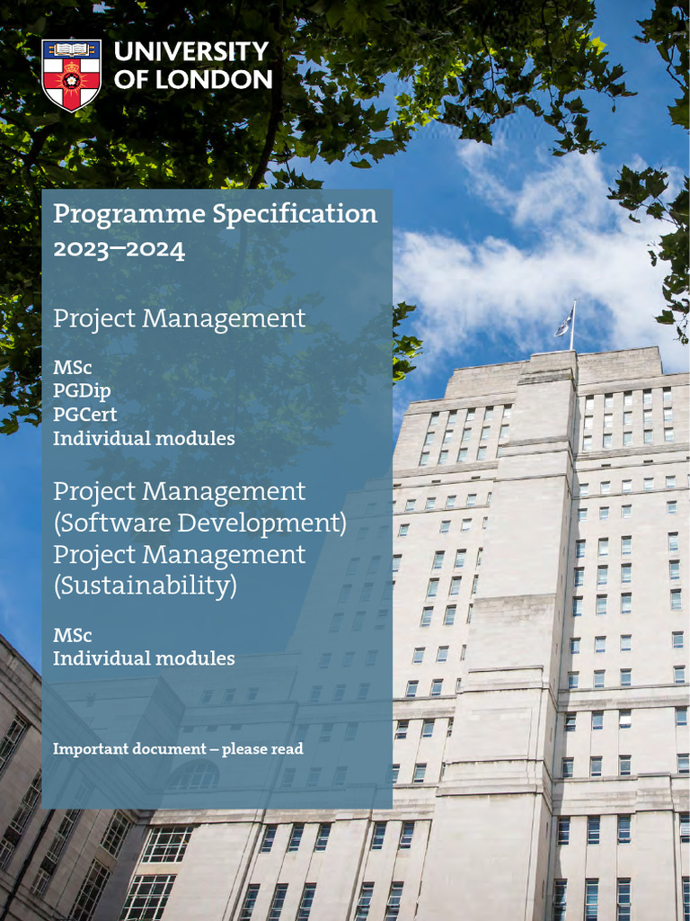 progspec-msc-projectmanagement | PDF | Project Management | Master's Degree