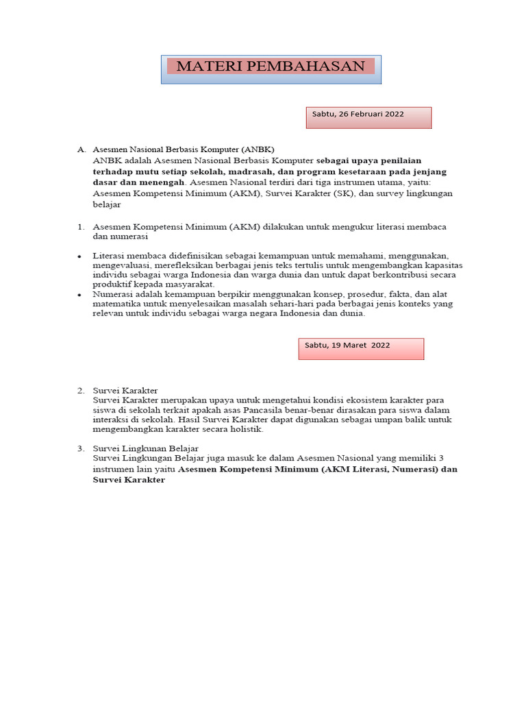 Materi Pembahasan KKG Mini | PDF