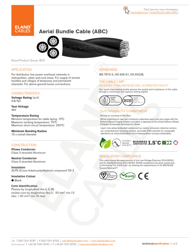 Aerial Bundle Cable Abc | PDF | Electrical Engineering | Building ...