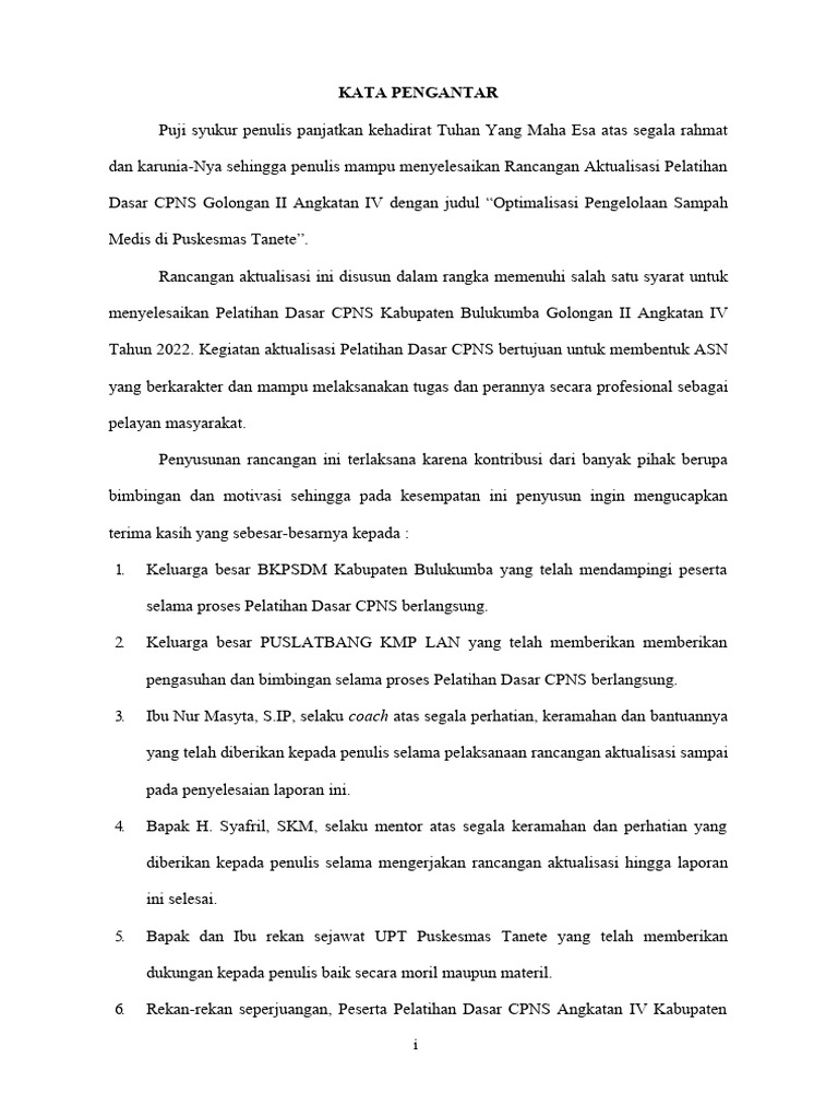 Contoh Rancangan Aktualisasi | PDF