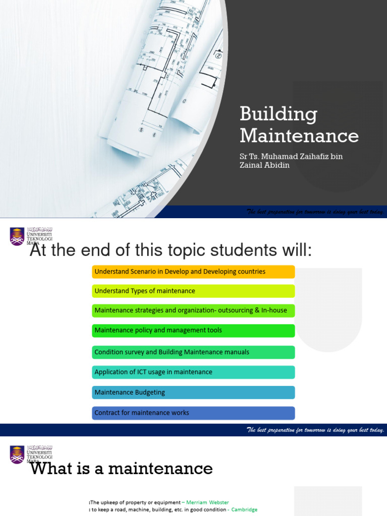 W10 Building Maintenance | PDF | Cost Of Living | Budget