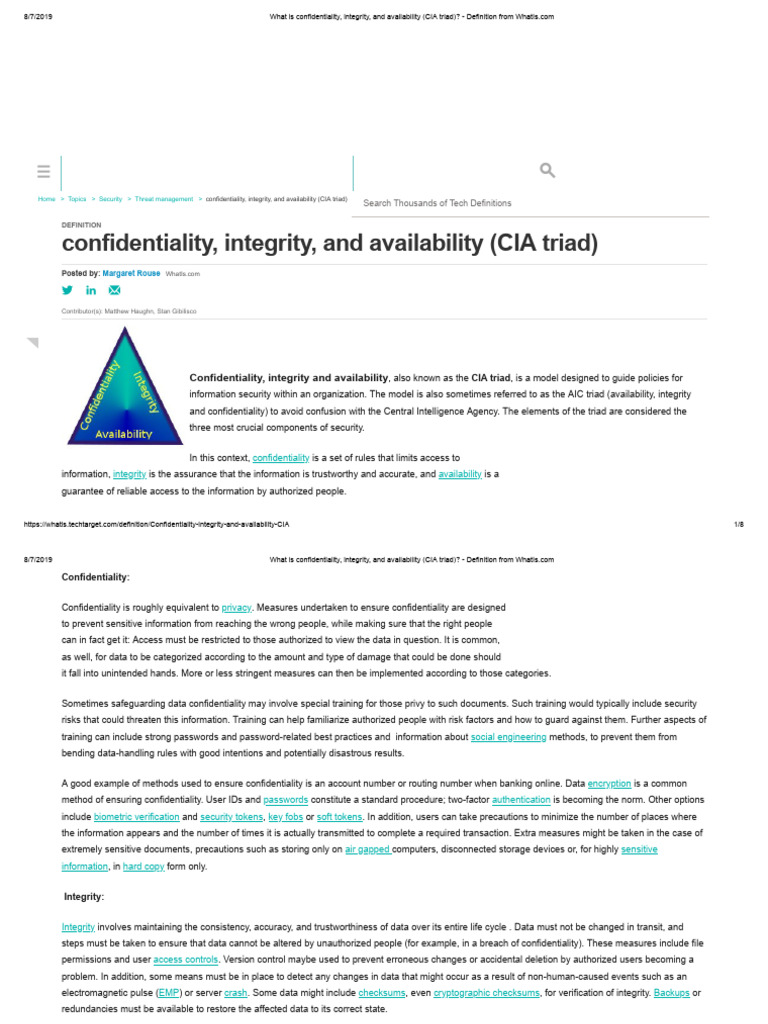 What Is Confidentiality, Integrity, and Availability (CIA Triad ...