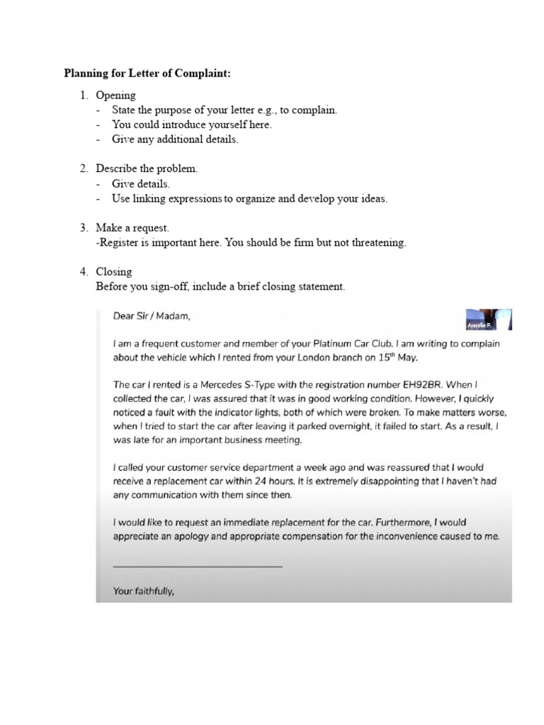 Complaint Letter | PDF
