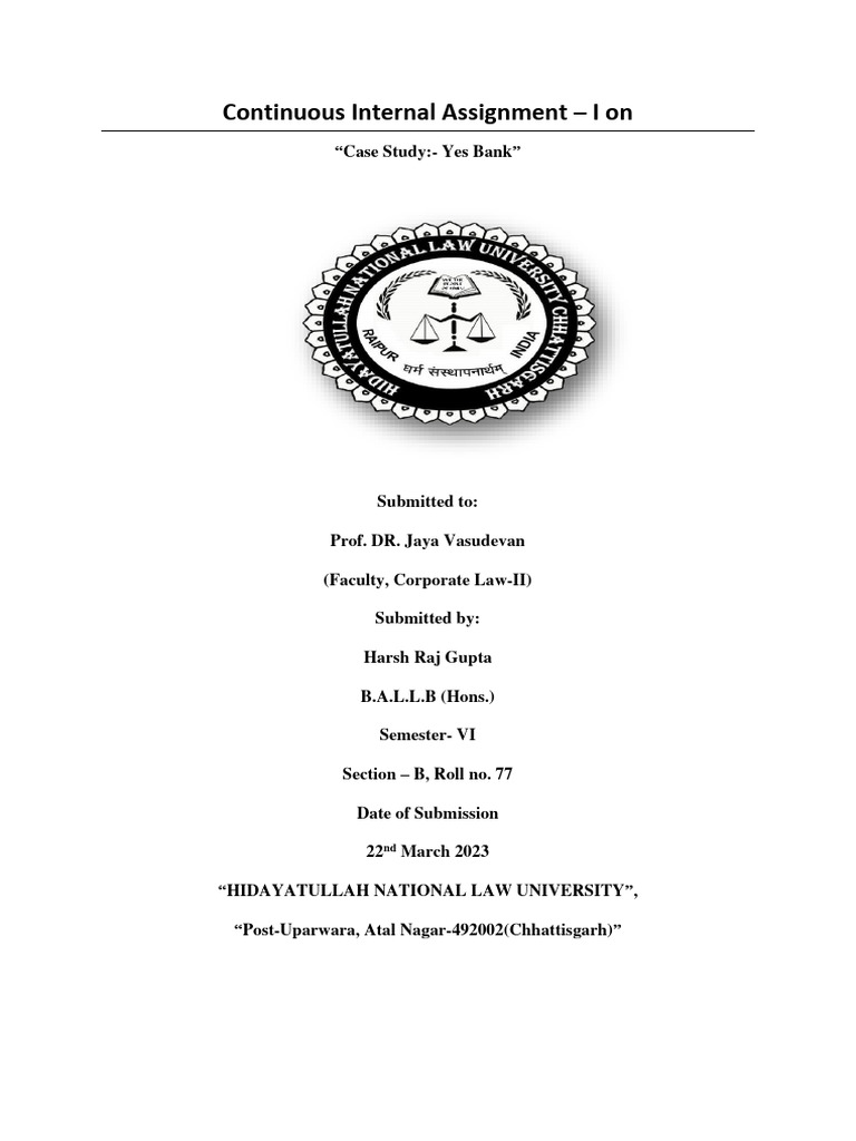 Yes Bank - Case Study. | PDF | Banks | Regulatory Compliance