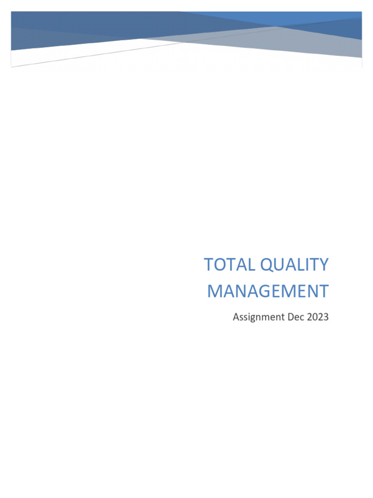 Total Quality Management Dec-2023 | PDF | Quality Management | Business ...
