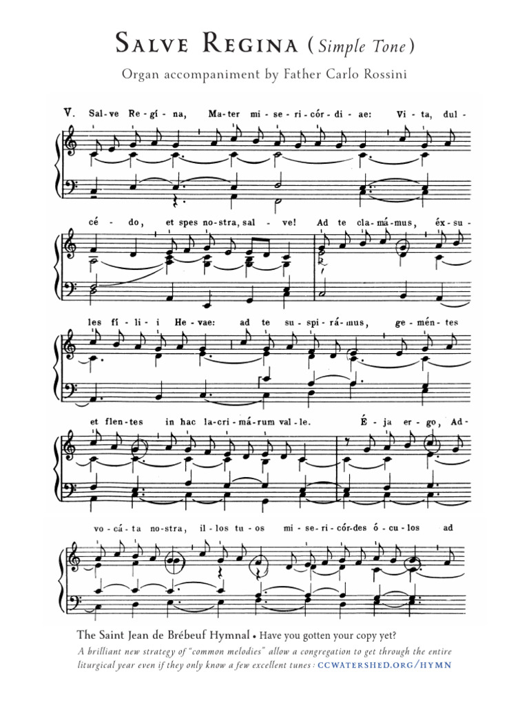 Carlo Rossini Organ Accompaniment Simple Salve Regina | PDF