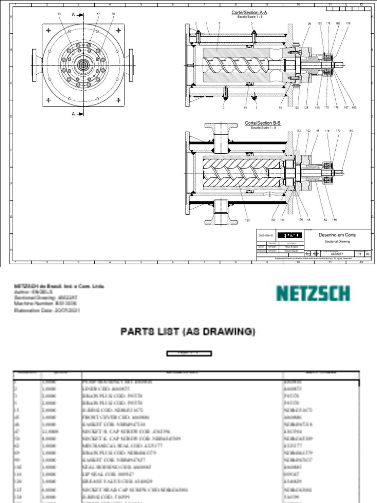 Pump Netzsch Sectional Drawing New | PDF | Tools | Machines
