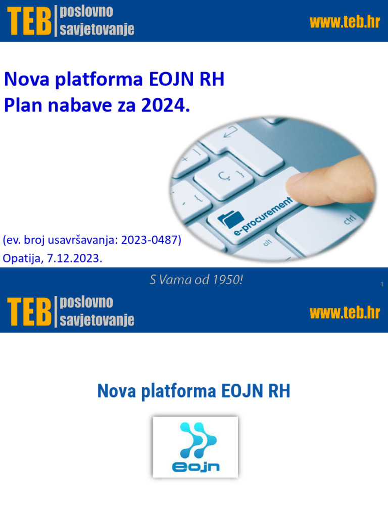 7.12. TEB Redovito Usavršavanje EOJN I Plan Nabave 2024 | PDF