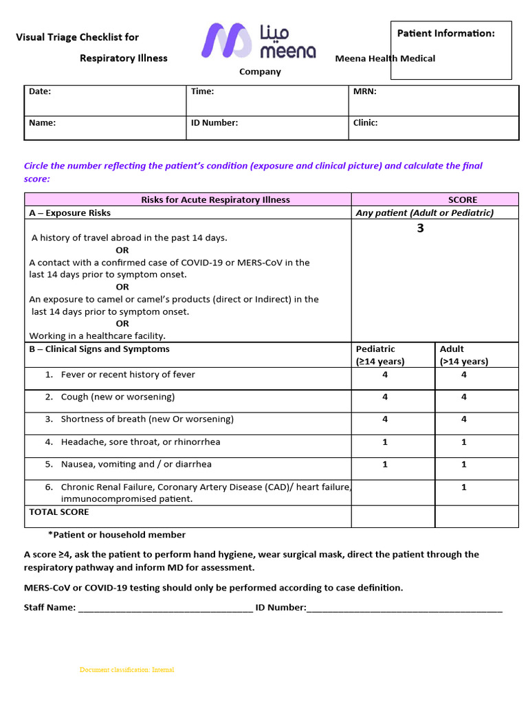 Visual Triage Form | PDF | Respiratory Diseases | Health Care Visual Triage Form | PDF | Respiratory Diseases | Health Care