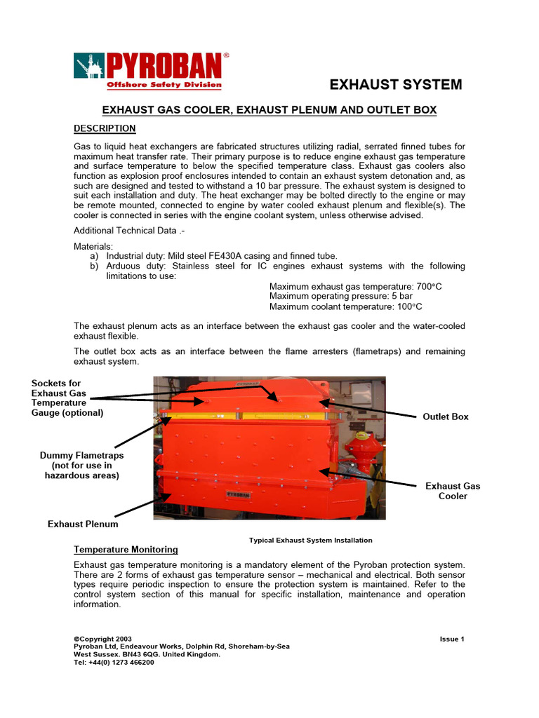 1A) Exhaust Gas Cooler, Exhaust Plenum & Outlet Box | PDF | Heat ...