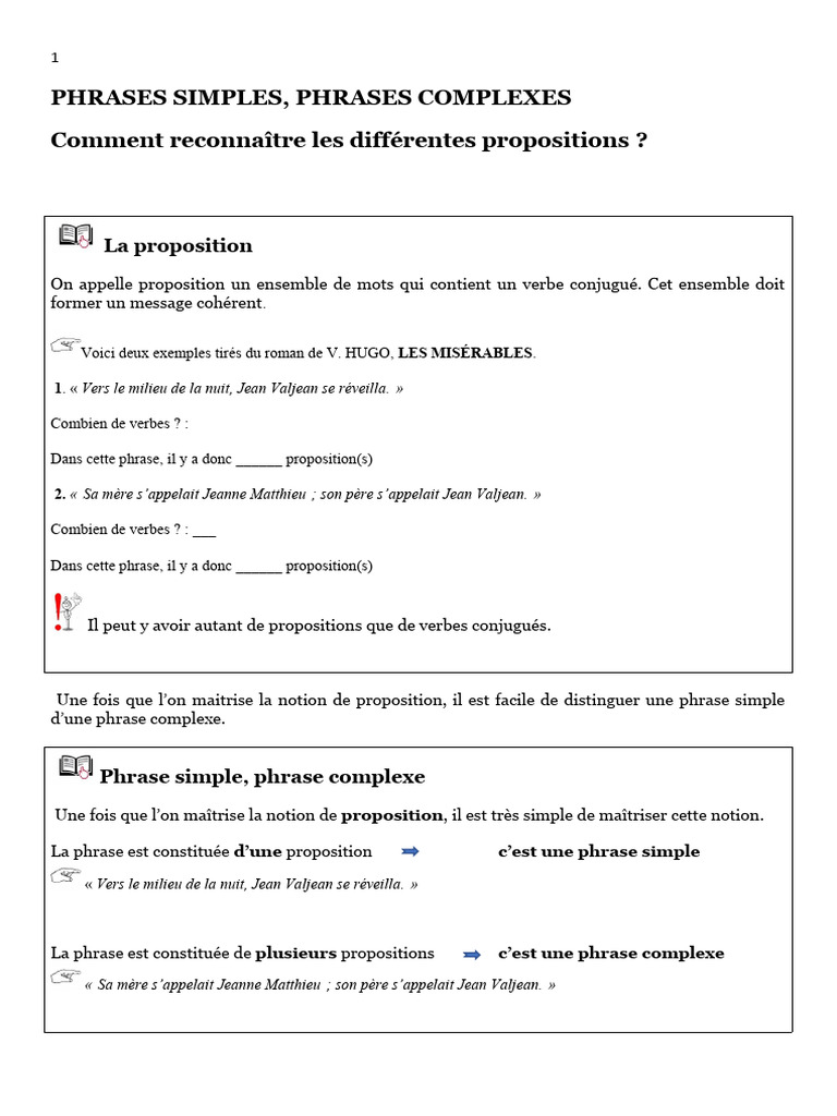 Phrases Simples Phrase Complexe | PDF